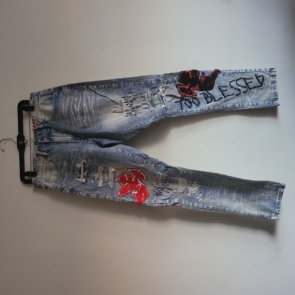 Smoke Rise | Jeans | Smoke Rise Mens Jeans Cupid Embroidered Acid Wash ...